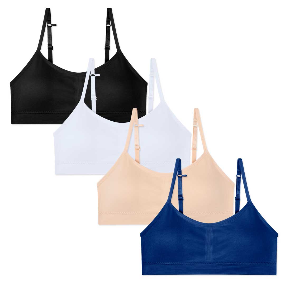 Nylon Spandex Girls Padded Training Bras - 4 Pack | René Rofé